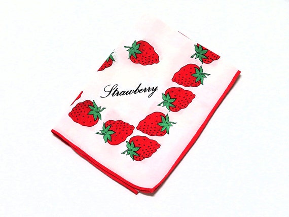 Vintage handkerchief hankie strawberry strawberries cotton | Etsy
