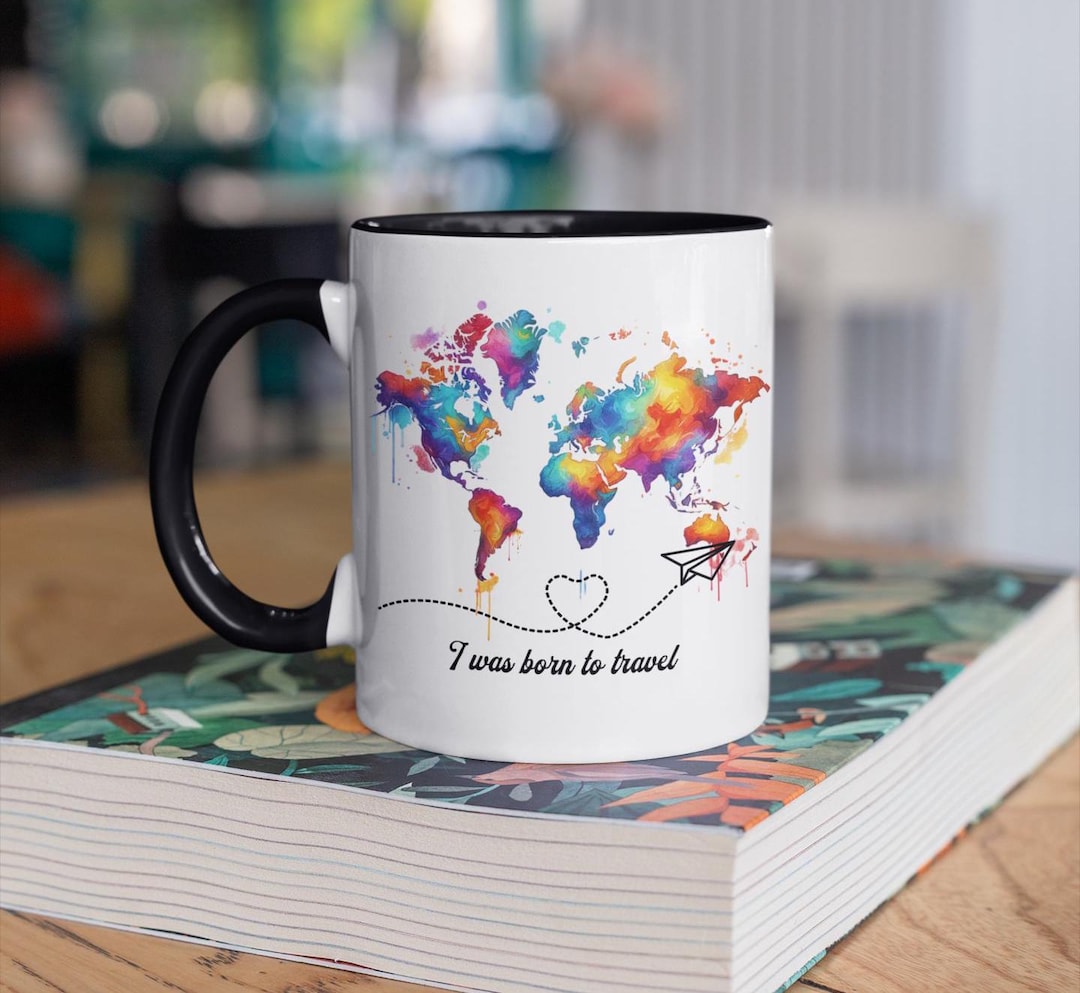 World Map Travel Mug, Travel Lover Coffee Mug, Map of the World Mug ...