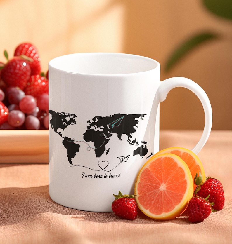 World Map Travel Mug, Travel Lover Coffee Mug, Map of the World Mug ...