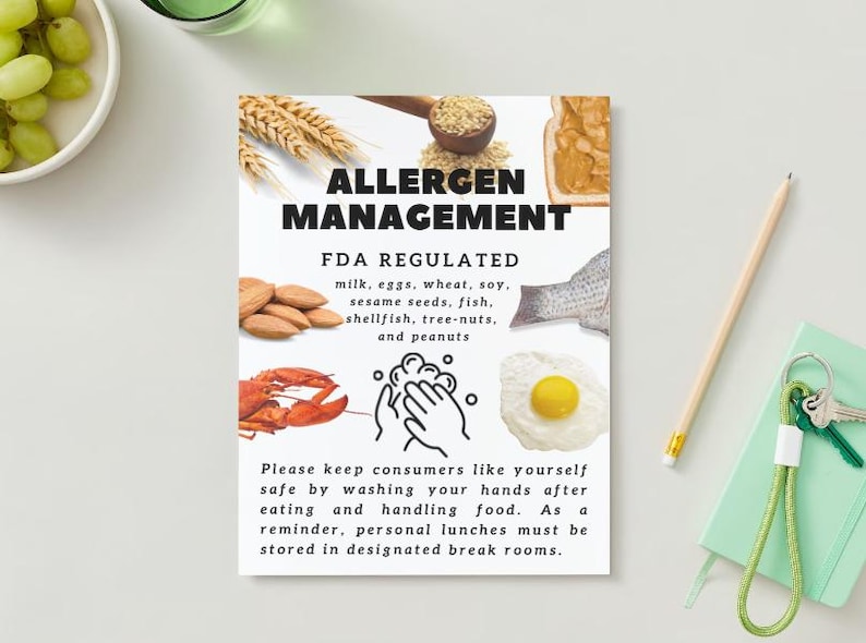 The 9 Major Allergens Sign FDA Poster GFSI Compliance Poster Allergens ...