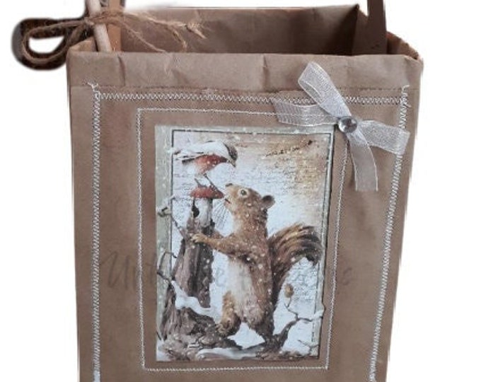 Paper Bag Gift Bag With Paper Poke - Squirrel and Birdie - Etsy