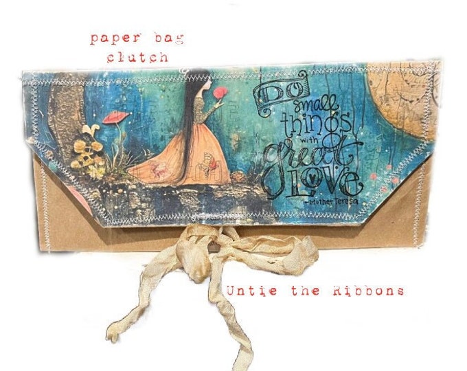 Paper Bag Clutch - Small - Girl With Flower, Do Small Things With Great ...