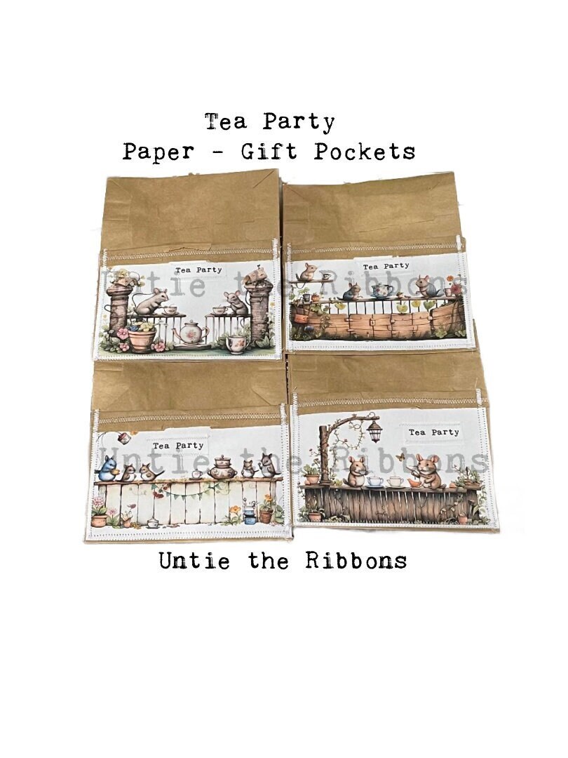 Paper Bag Gift Pockets /large 4-count Tea Party Mice - Etsy