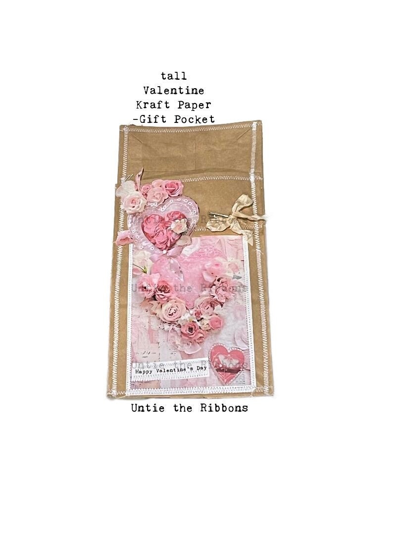 Valentine Pocket, Tall Happy Valentine's Day, Frilly Pink - Etsy