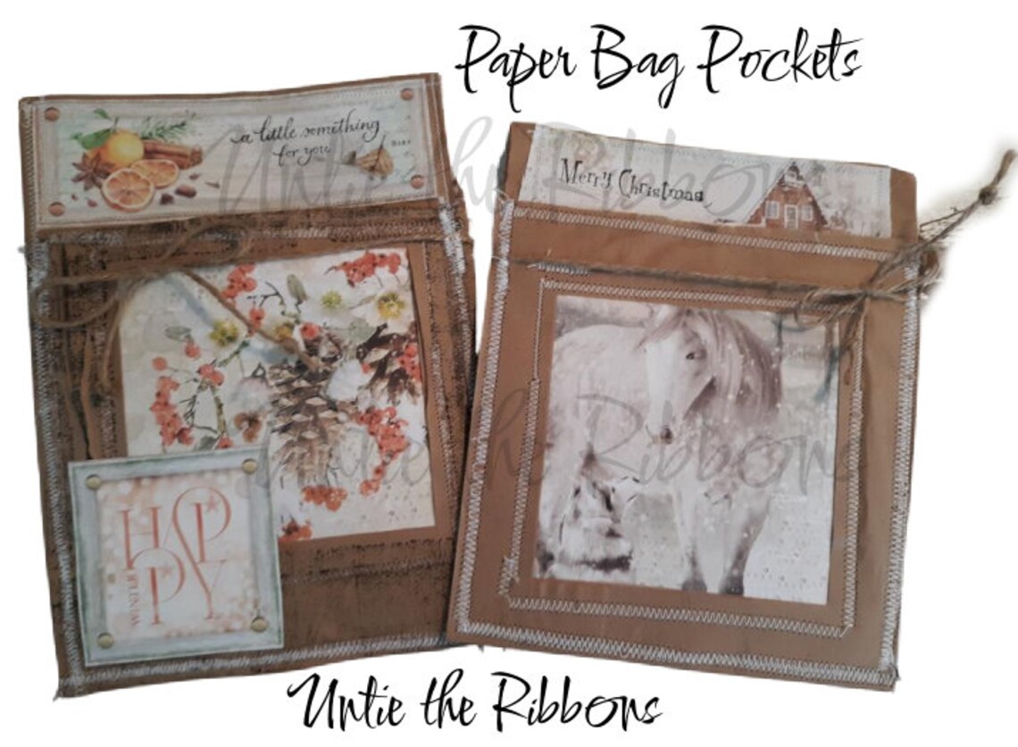 Paper Bag Pockets Happy Winter Large/gift Pockets - Etsy
