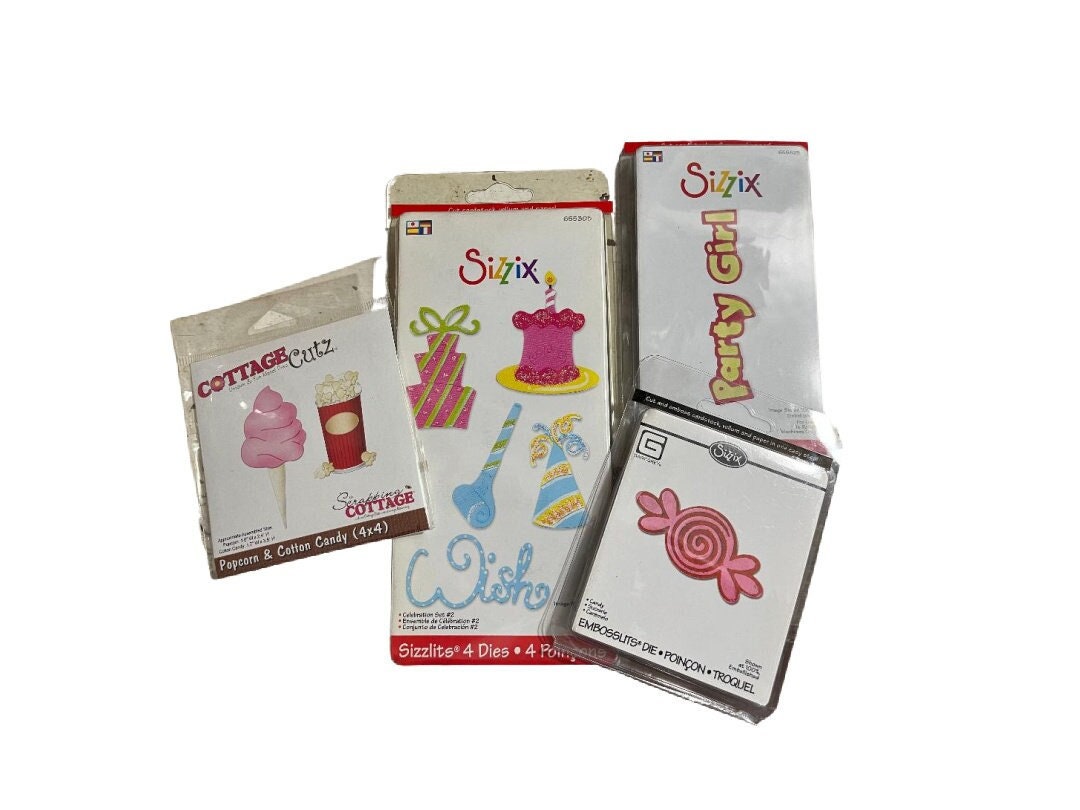 Sizzix Sizzlits and Embosslits Dies, Cottage Cutz Set Birthday Dies - Etsy