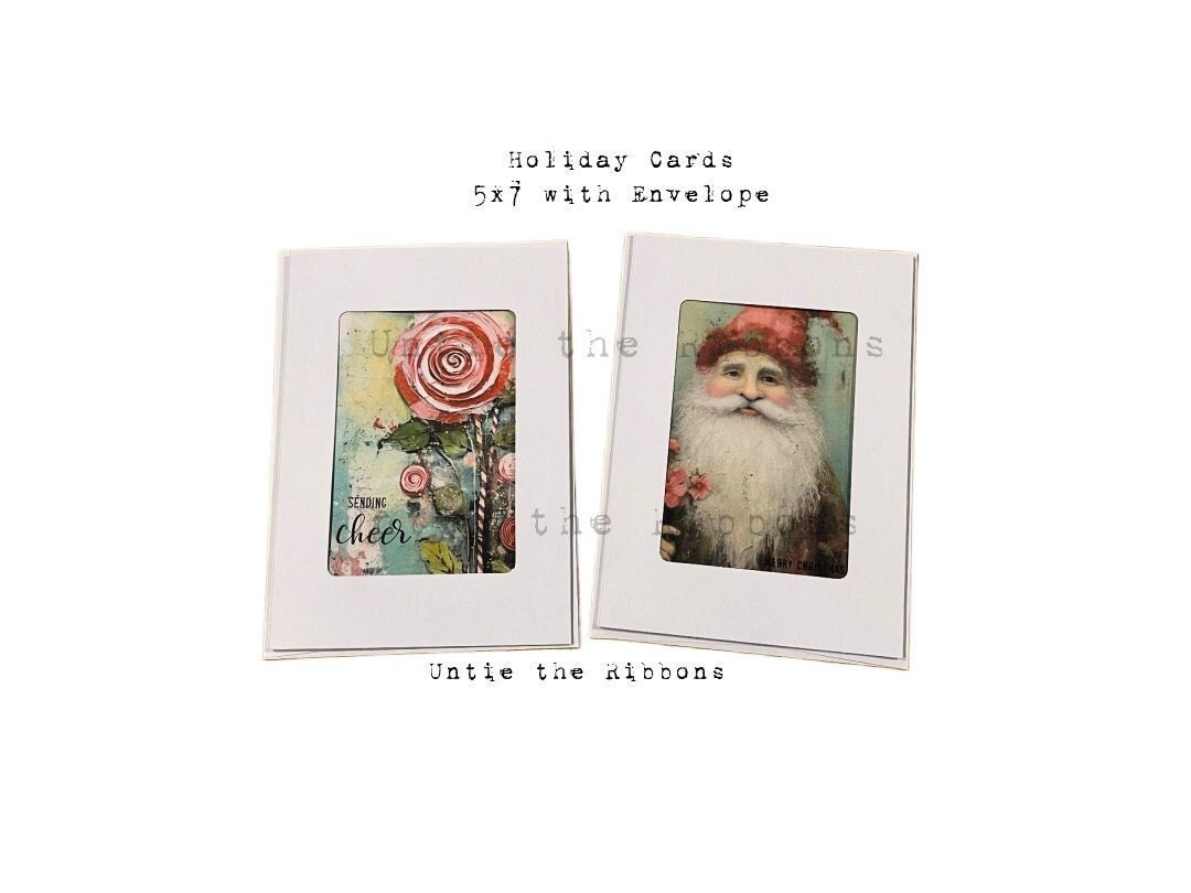 Handmade Christmas Cards, Sending Cheer and Merry Christmas (set of Two ...