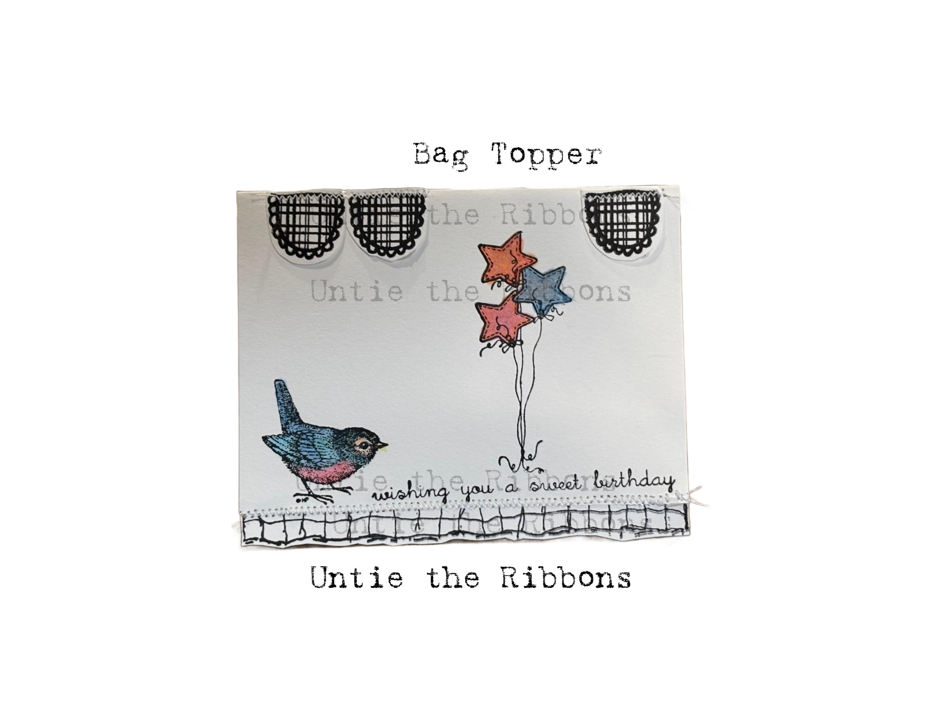 Bird Bag Topper, Wishing You a Sweet Birthday, Hand Stamped, Machine ...