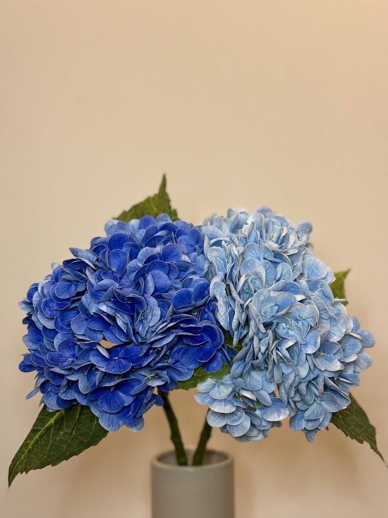 Real Touch Blue Hydrangea Stem: Large Faux Floral Arrangement - Etsy ...