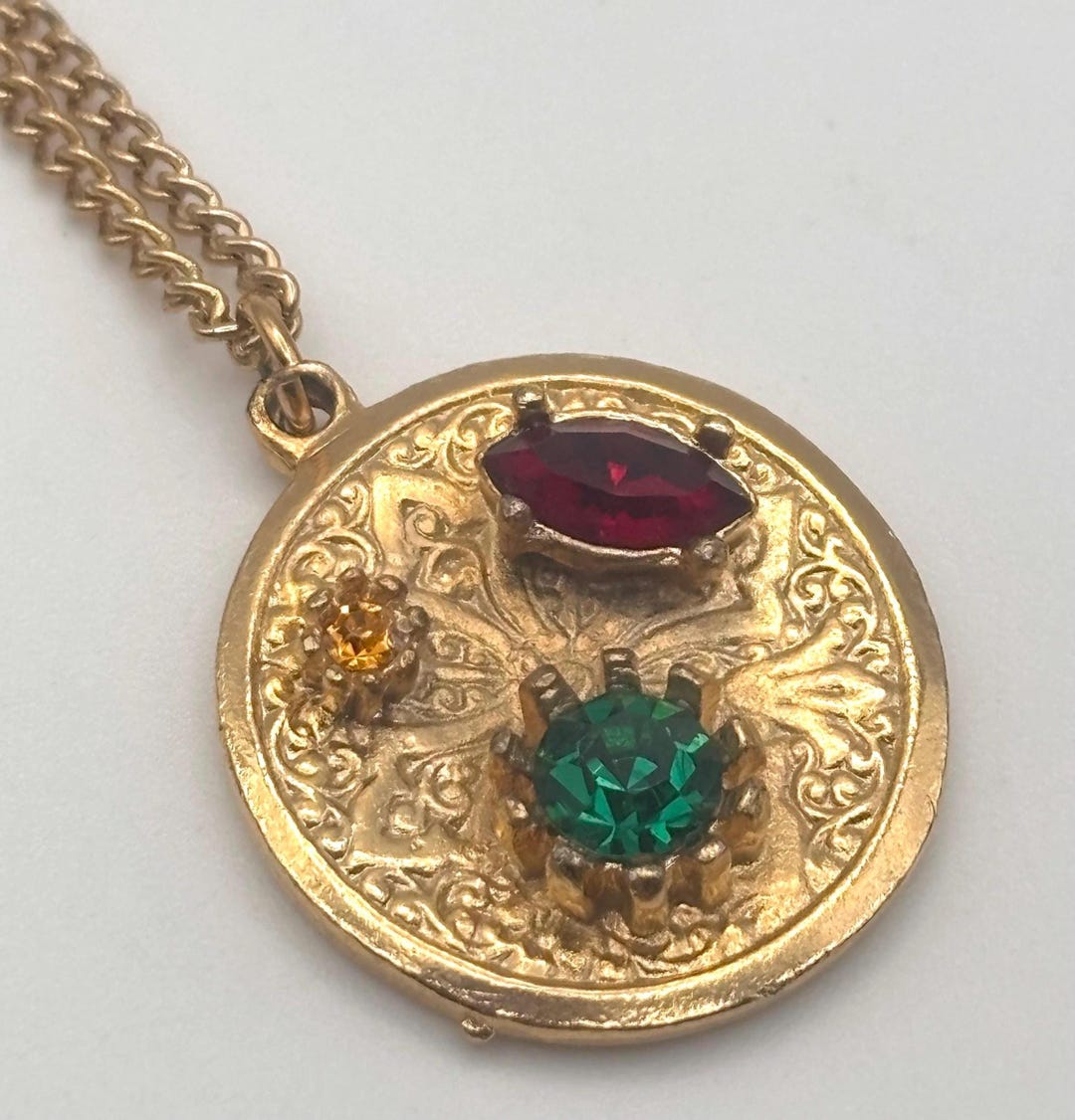 Vintage 60s Reversible Coin Pendant Necklace 18.25 18 1/4 Inches Three ...