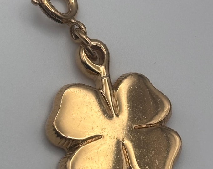 Vintage 70s Monet Gold Plated Four-leaf Clover Charm Pendant Spring ...