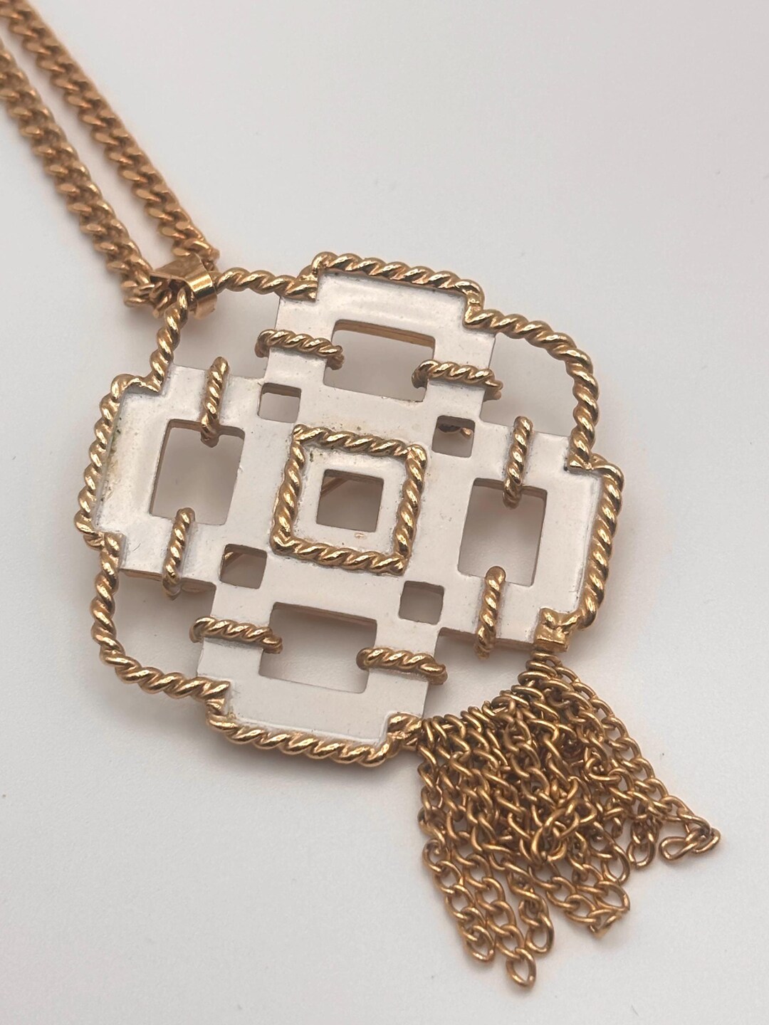 Vintage 70s Avon Letter X Cross White Enamel Pendant Necklace and ...