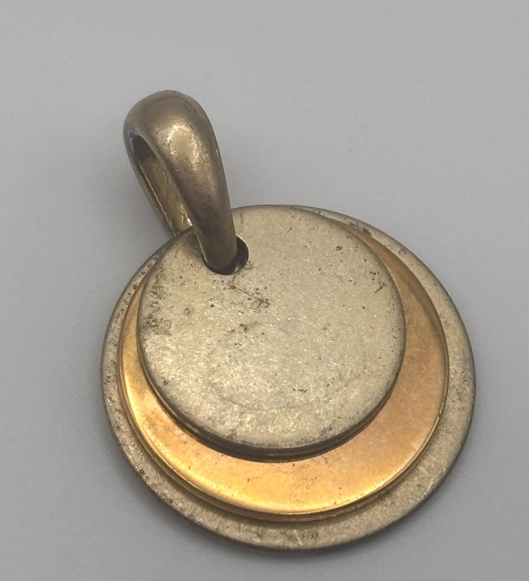2000s Layered Coins Pendant Mixed Metals Yellow Gold Tone Silver Tone ...