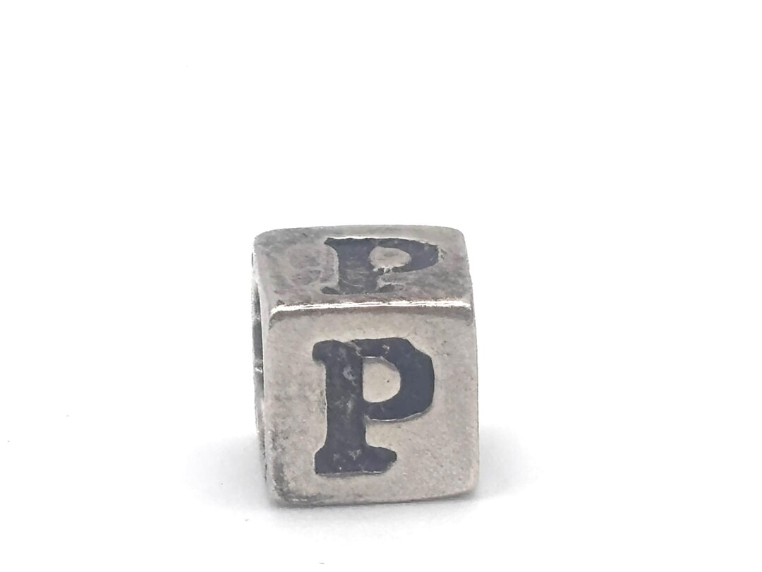 Vintage 80s 925 Cube Letter P Sliding Pendant Charm Sterling Silver 3-D ...