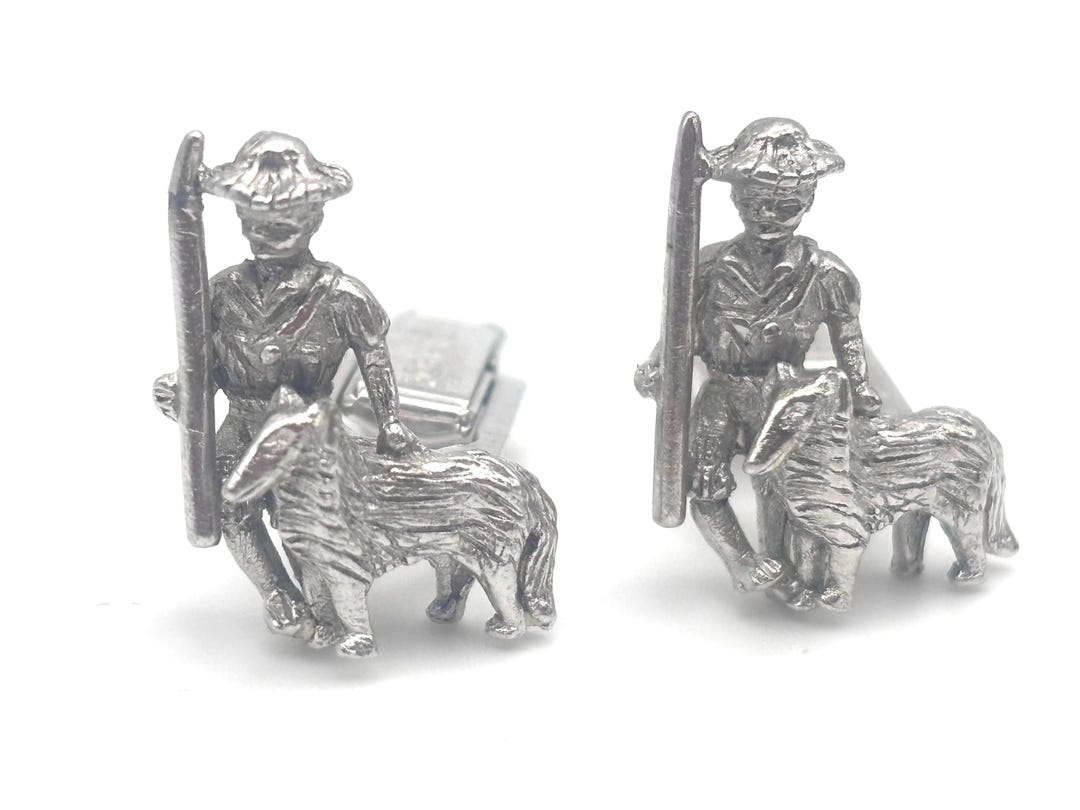 Vintage 60s Sarah Coventry Cufflinks Shepherd and Collie Dog Silver ...