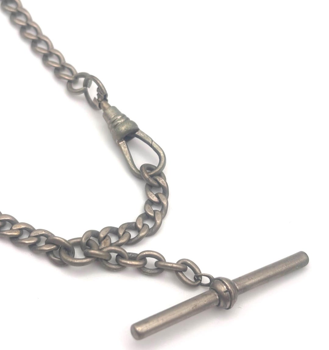 Antique 1900s Pocket Watch Chain 15 Inches Silver Tone Color Lobster ...