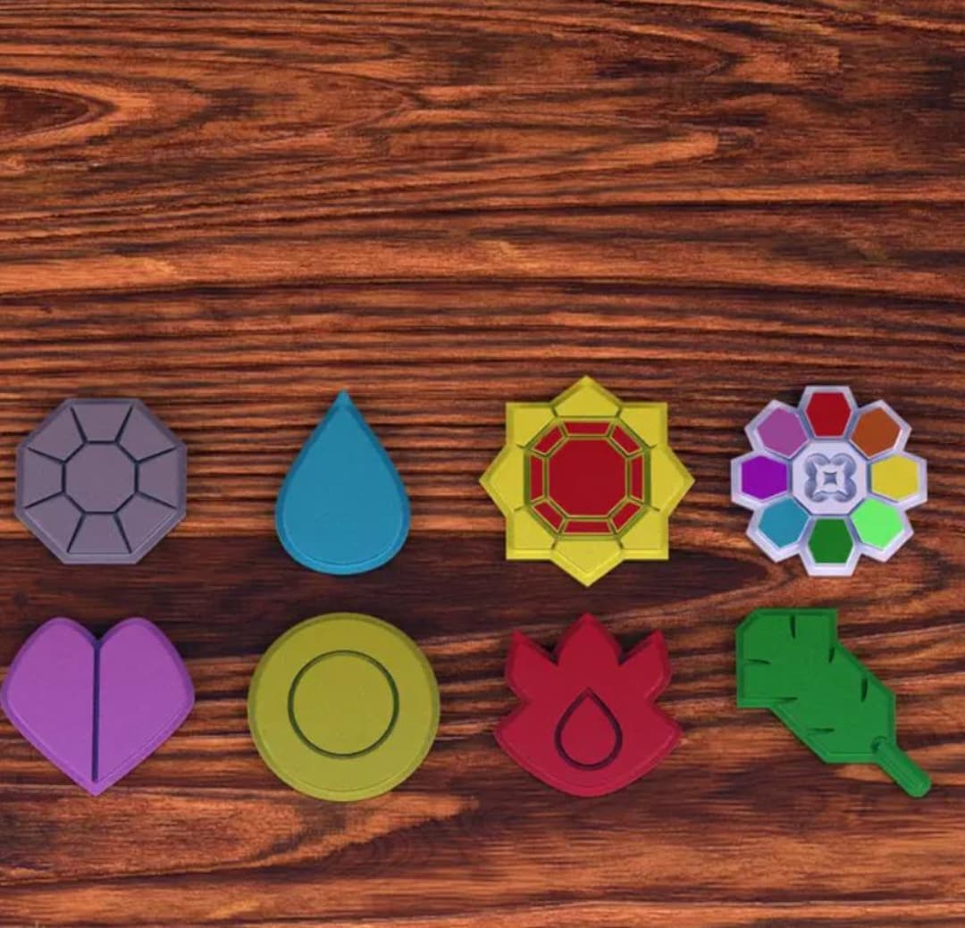 3D Printed Kanto Gym Badges Set Pokémon Inspired Collector's Gift ...