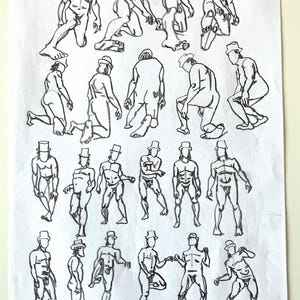 The Hatter Explores Two Pages of Male Figure Drawings - Etsy