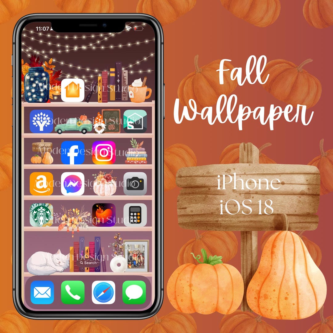 IPhone Fall Bookshelf Wallpaper (2) - Etsy