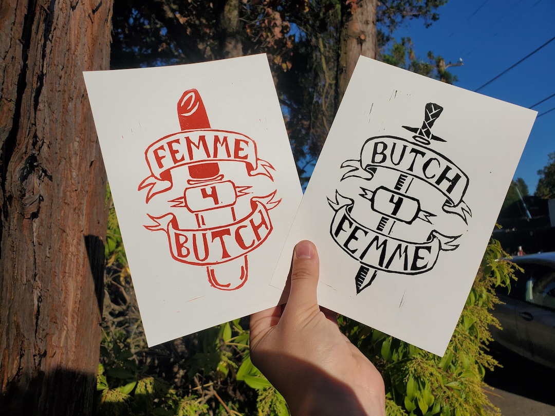 Butch4femme/femme4butch Linocut Print SET OF TWO - Etsy