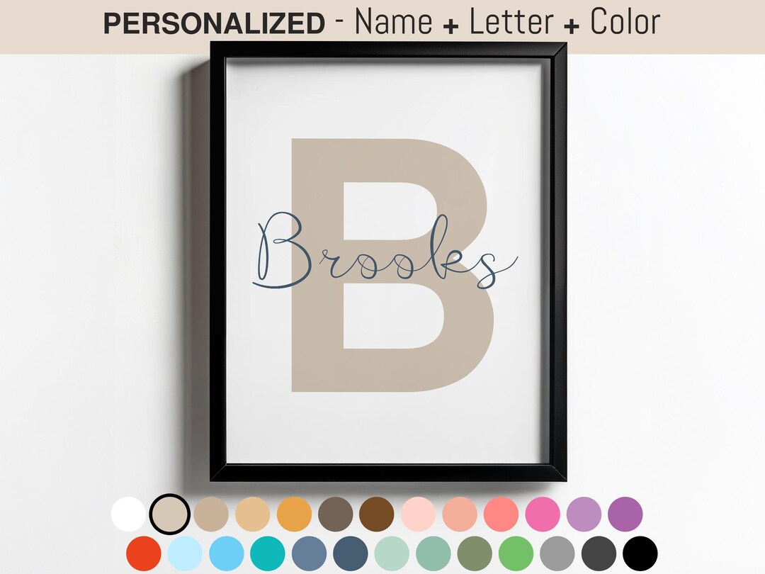 Personalized Name & Letter B Wall Art - Custom Nursery Decor - Baby ...