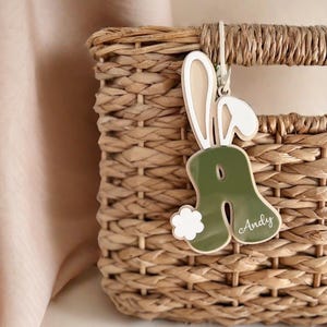 Personalized Easter Bunny Basket Tag / Bunny Ears Letters Easter Basket ...