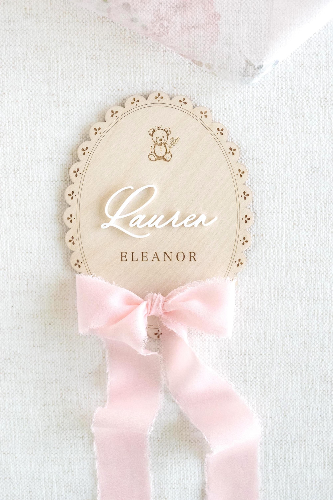 Baby Girl Name Announcement Sign: Newborn Hospital Birth Stat With Bow ...