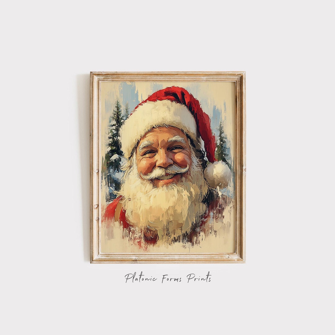 Retro Santa Claus Portrait: Vintage Christmas Wall Art (digital Print ...