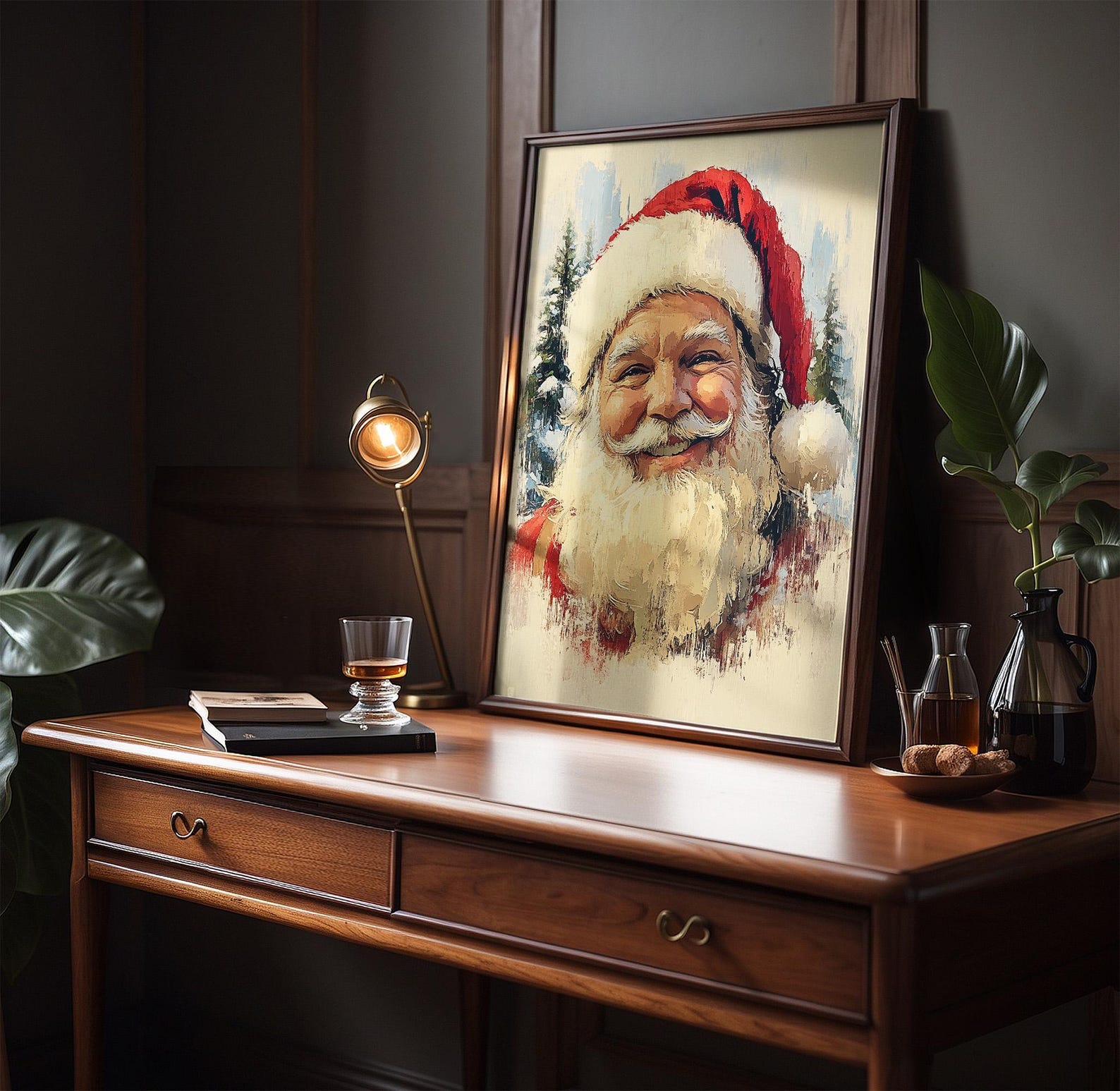 Retro Santa Claus Portrait: Vintage Christmas Wall Art (digital Print ...