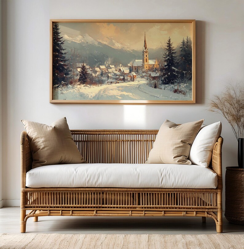 Winter Village Frame TV Art: Vintage European Town (digital Download ...