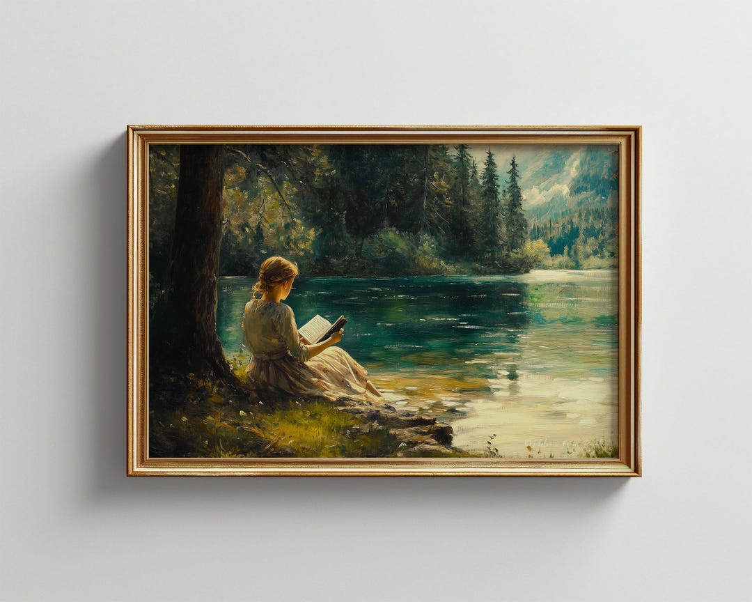 Nostalgic Reading Girl Artwork | Vintage Rustic Home Decor | Timeless ...