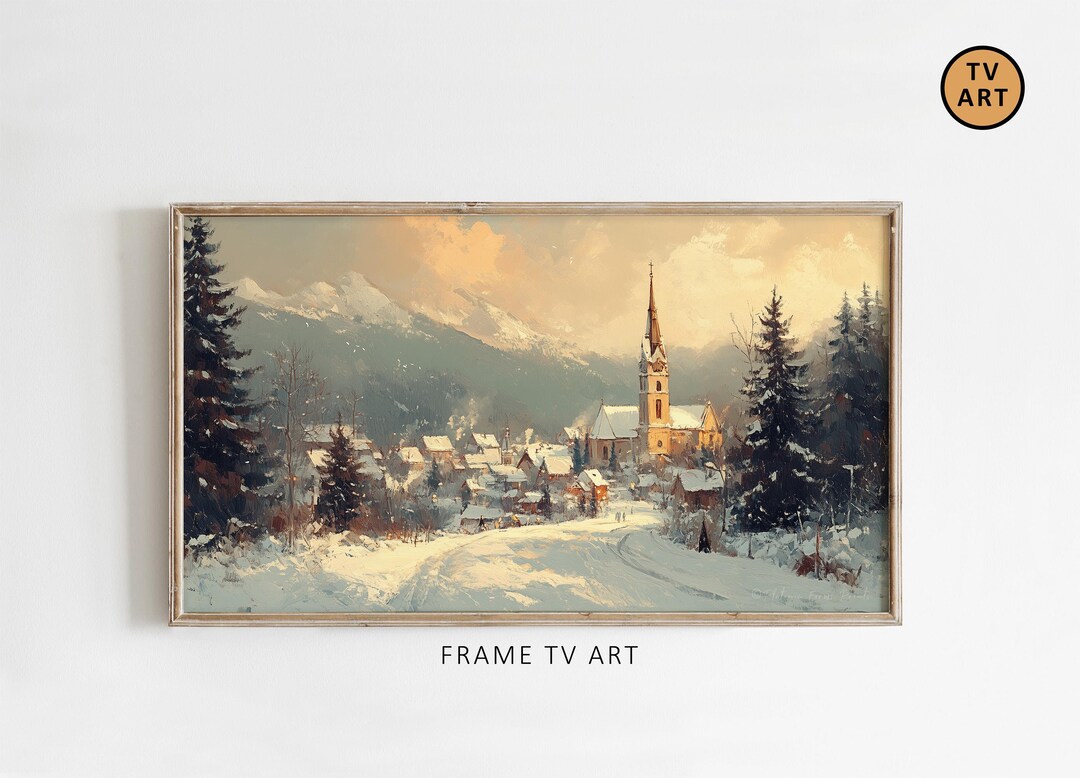 Winter Village Frame TV Art: Vintage European Town (digital Download ...