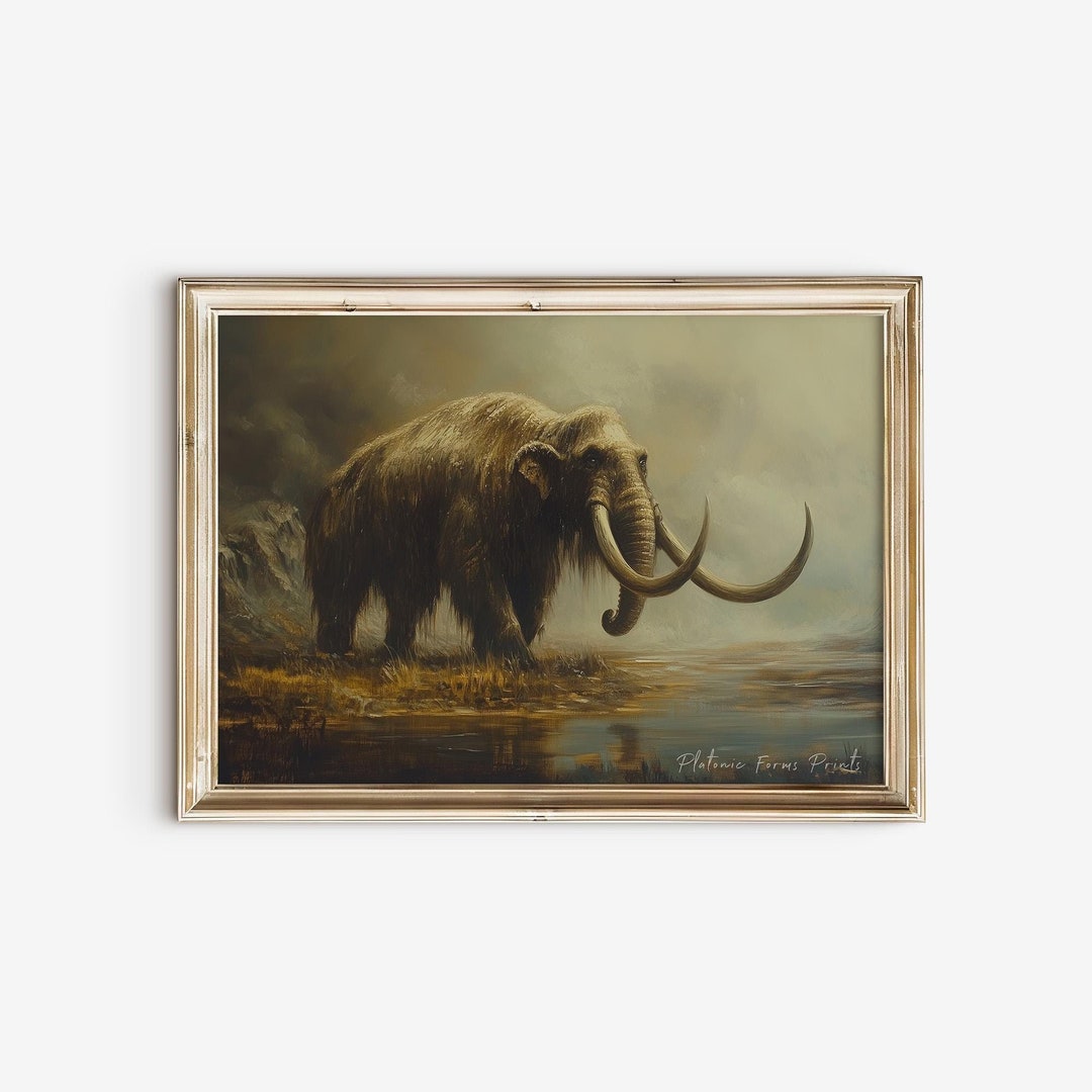 Vintage Mammoth Painting: Prehistoric Ice Age Animal Art (digital ...