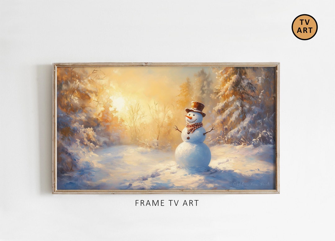 Snowman in a Snowy Forest Frame TV Art | Winter Wonderland Landscape ...