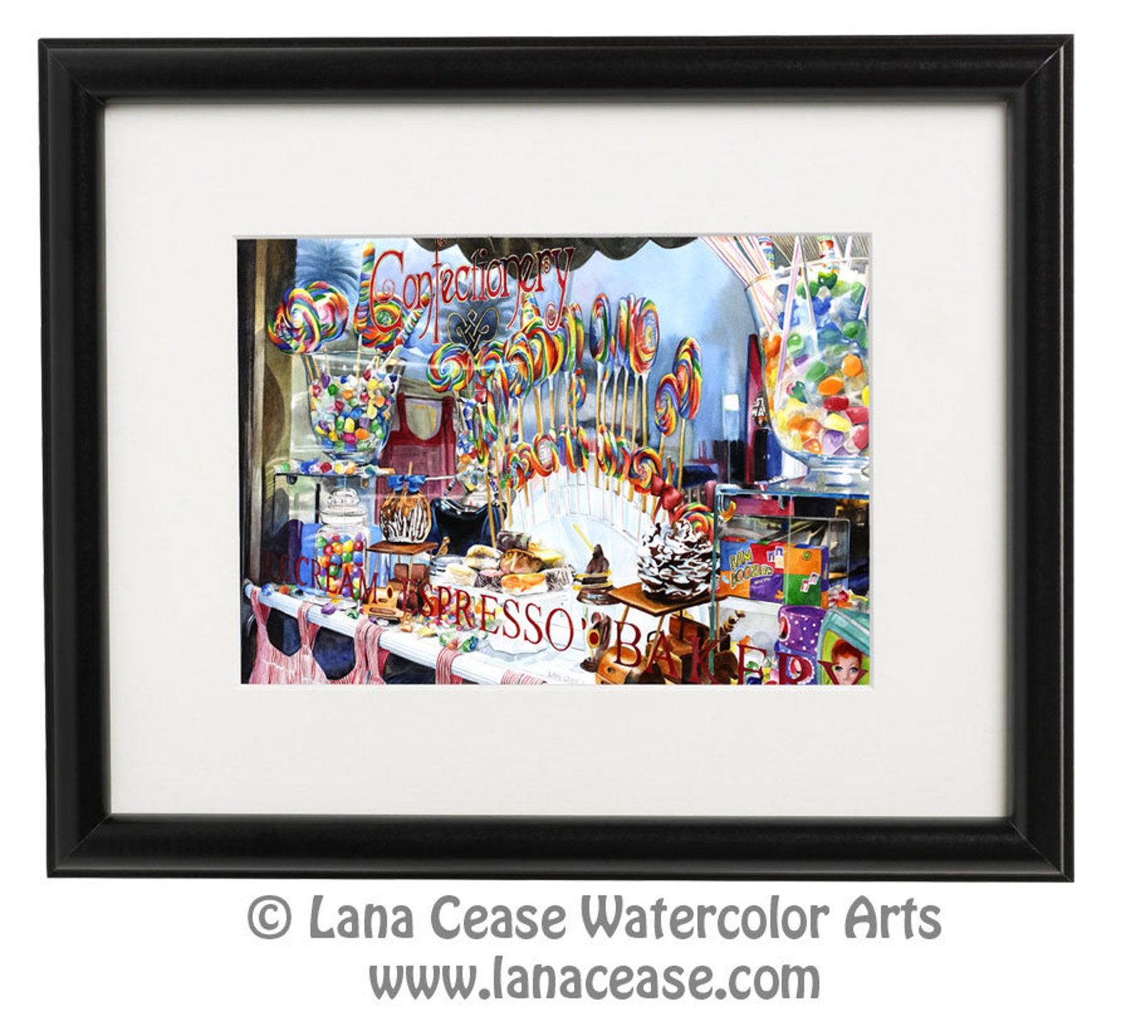 Candy Store Window confectionery Wall Art Watercolor Giclee 11x14 Print ...
