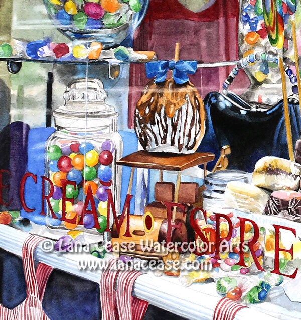 Candy Store Window confectionery Wall Art Watercolor Giclee 11x14 Print ...