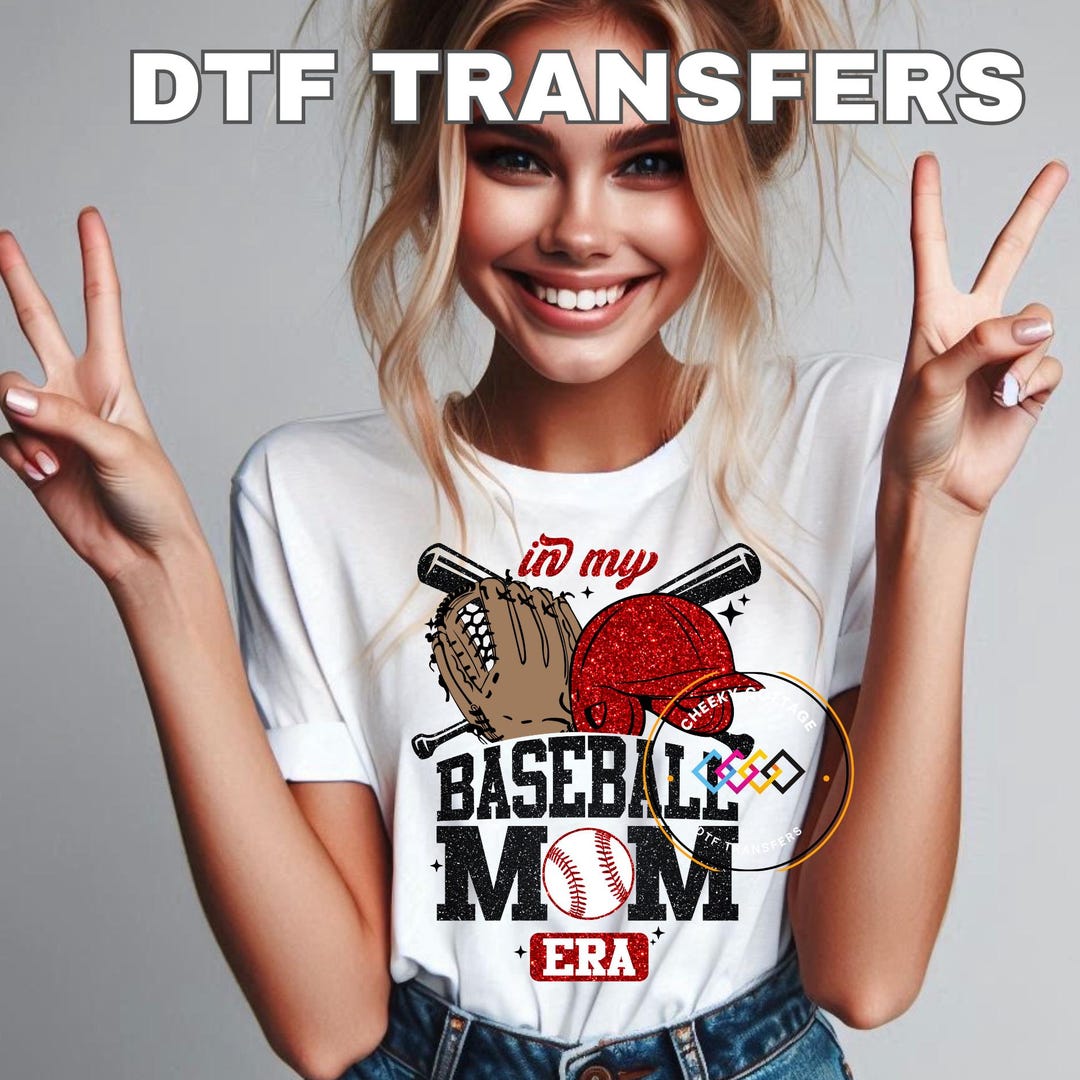 Ready to Press in My Baseball Mom Era DTF Transfers, Baseball Faux ...