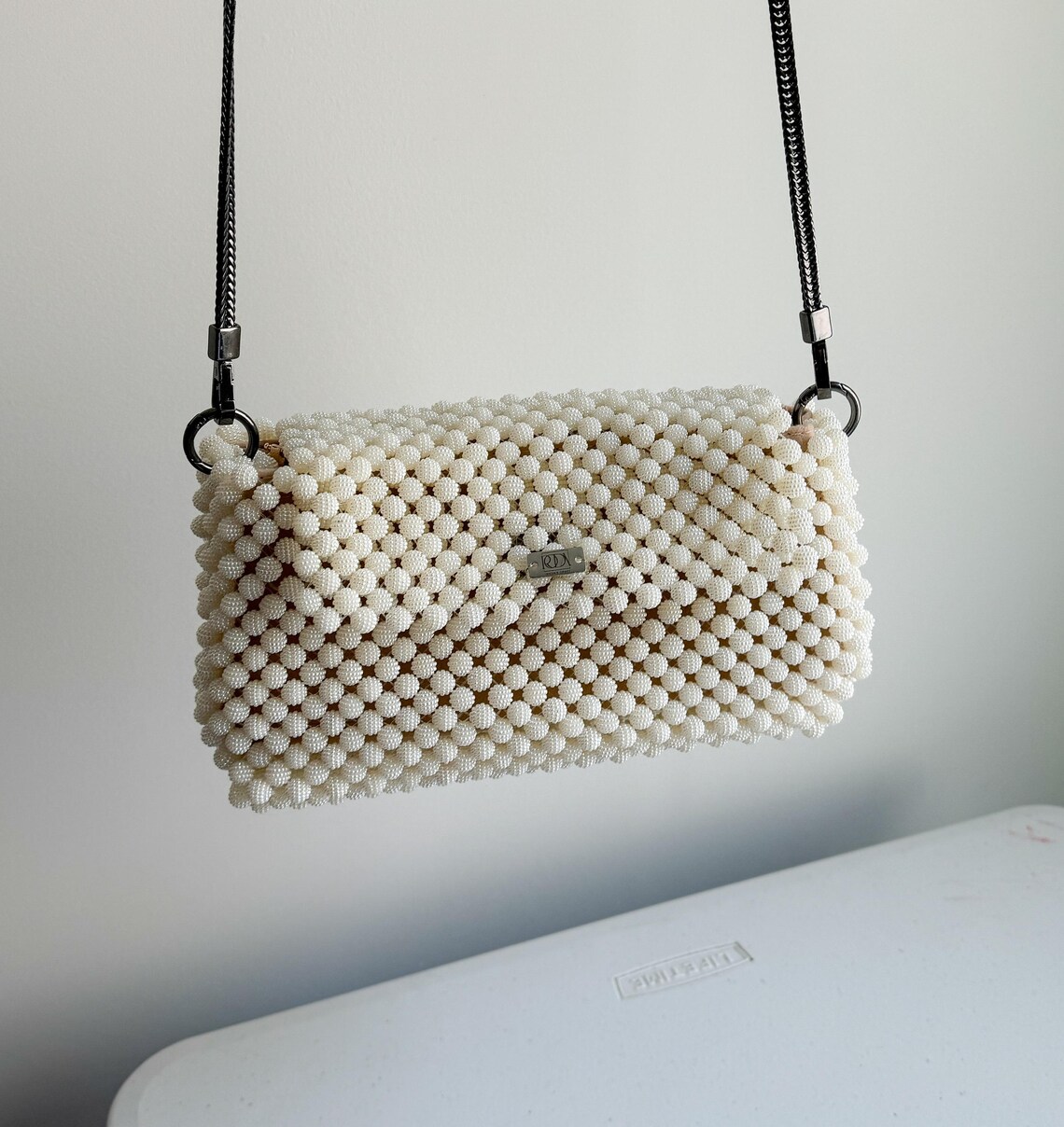 Handmade Pearl Berry Beaded Bag With Metal Straps and Removable Bag ...