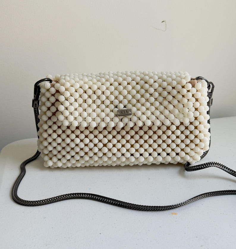 Handmade Pearl Berry Beaded Bag With Metal Straps and Removable Bag ...
