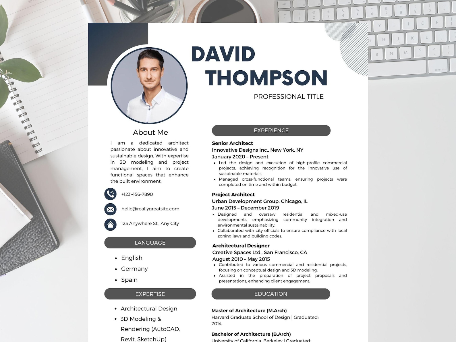 Resume Template With Photo, Professional Resume Template for Canva - Etsy