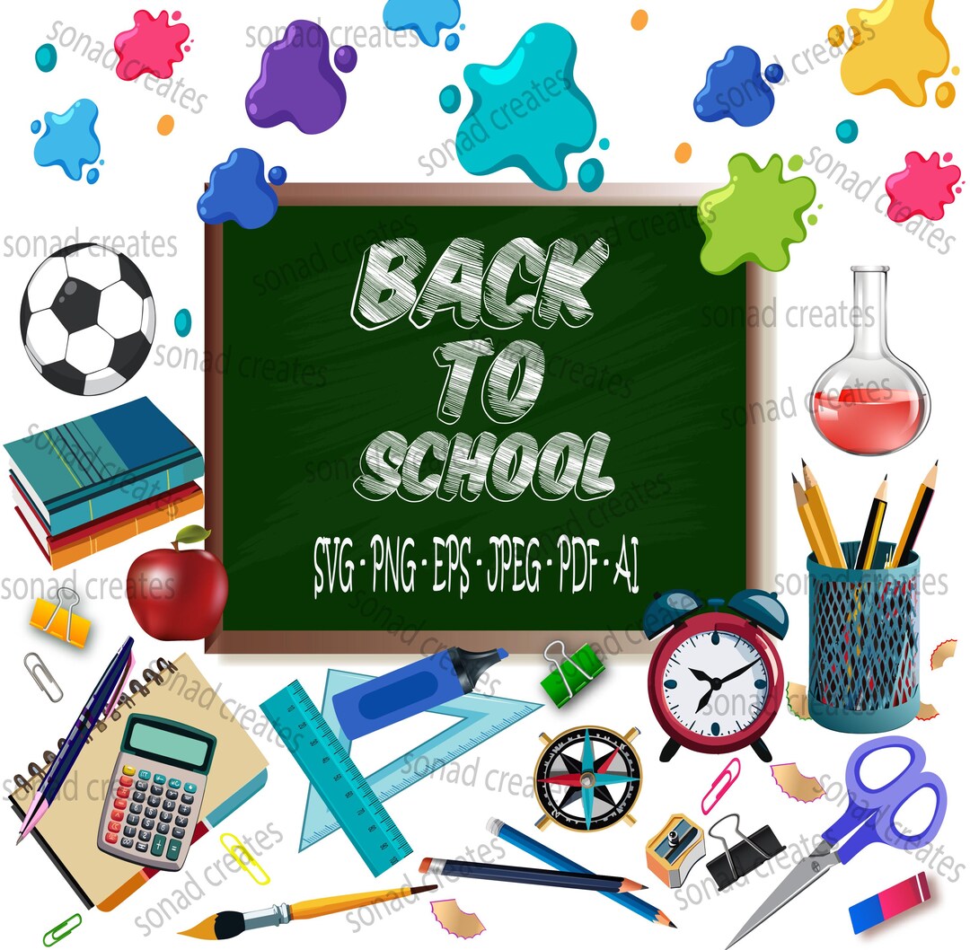 Cute School Supplies Clipart, Svg-png-jpeg-pdf-ai, Pencils, Books, Wake ...