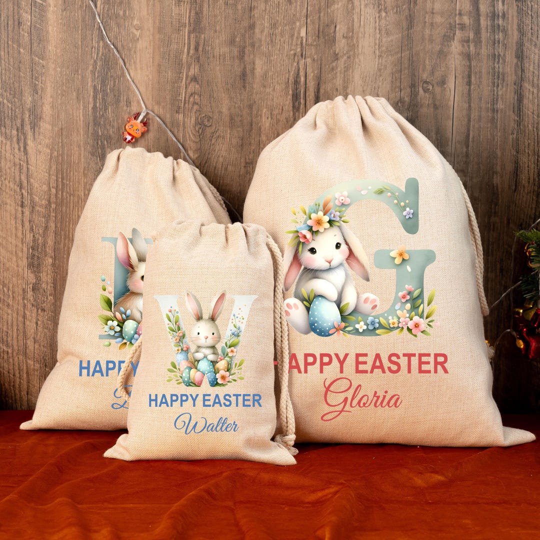 Easter Bunny Gift Bag for Kids, Custom Easter Bunny Bag, Easter Name ...