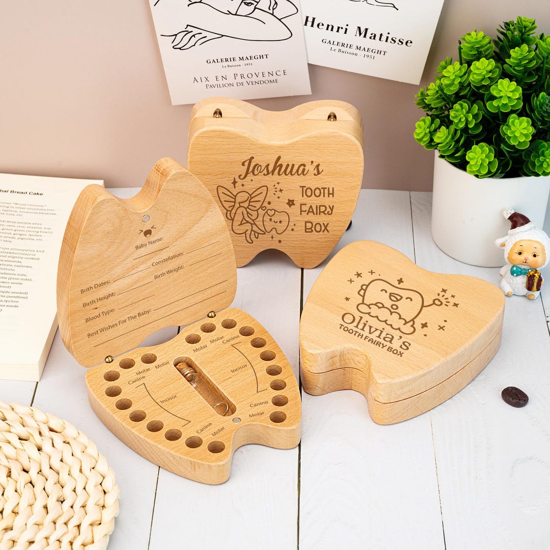 Personalized Baby Tooth Box,wooden Tooth Fairy Box,tooth Storage,milk ...