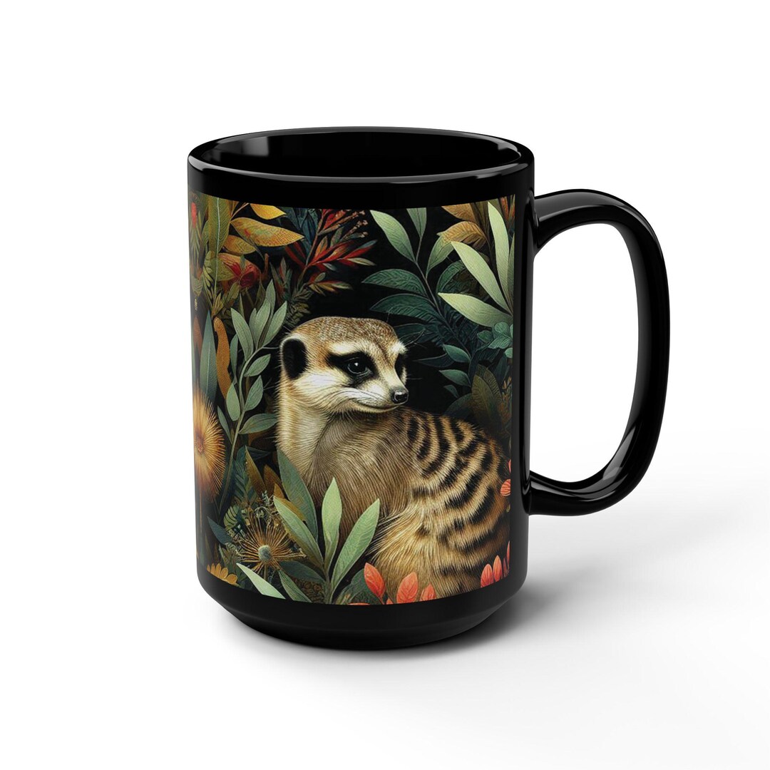 Meerkat Forest Mug, Meerkat Floral Mug, Unique Animal Lover Gift ...