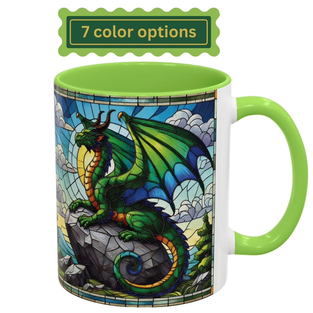 MEDIEVAL GREEN DRAGON Mug, Medieval Fantasy Coffee Cup, Tea Mug for ...