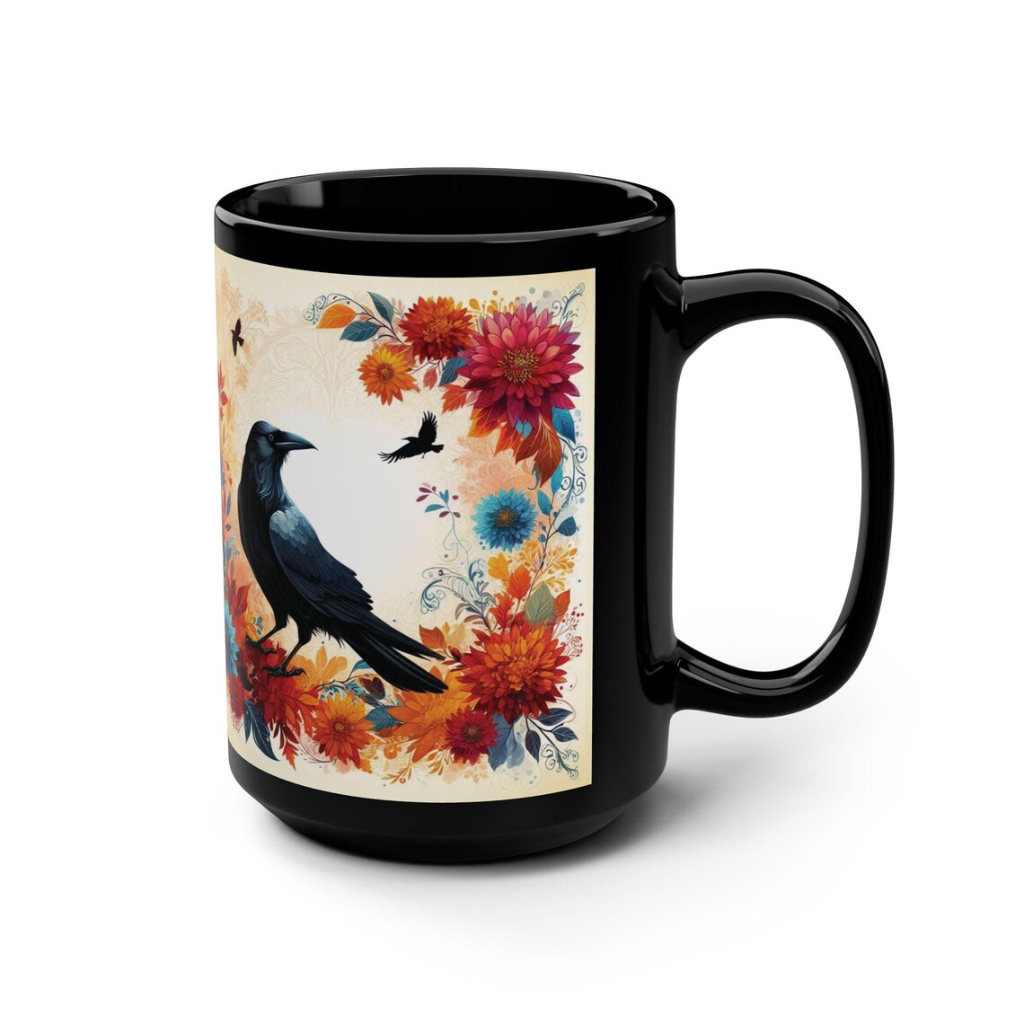 RAVEN MUG Coffee Cup, Gothic Kitchen Decor, Black Bird Tea Mug ...