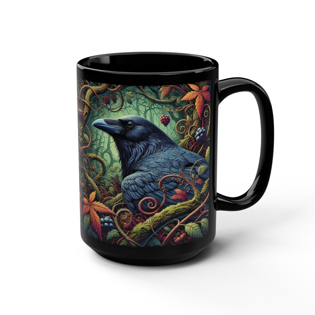 Gothic Raven Coffee Mug, Medieval Forest Vine Decor - Etsy
