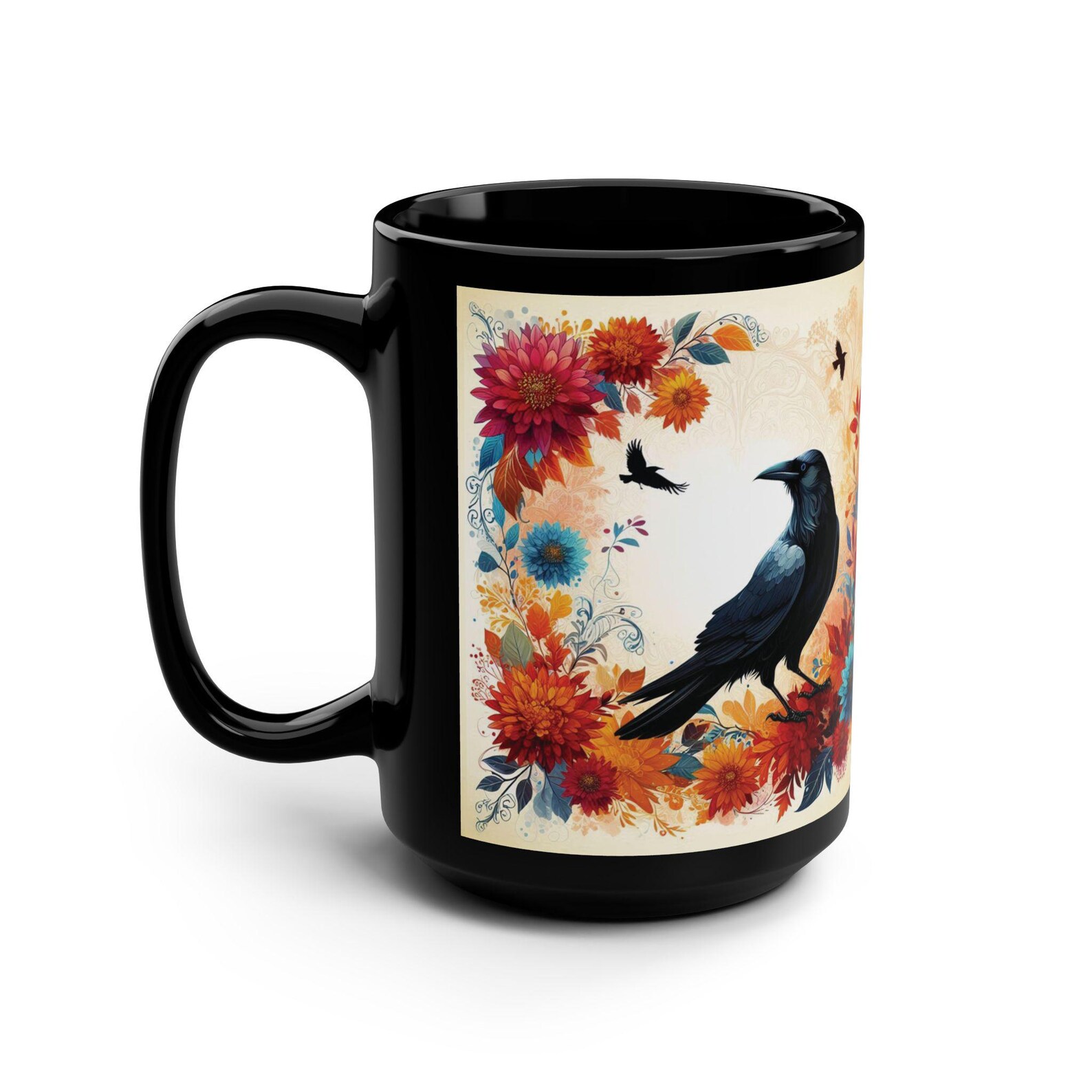RAVEN MUG Coffee Cup, Gothic Kitchen Decor, Black Bird Tea Mug ...