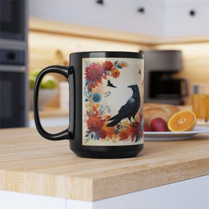 RAVEN MUG Coffee Cup, Gothic Kitchen Decor, Black Bird Tea Mug ...