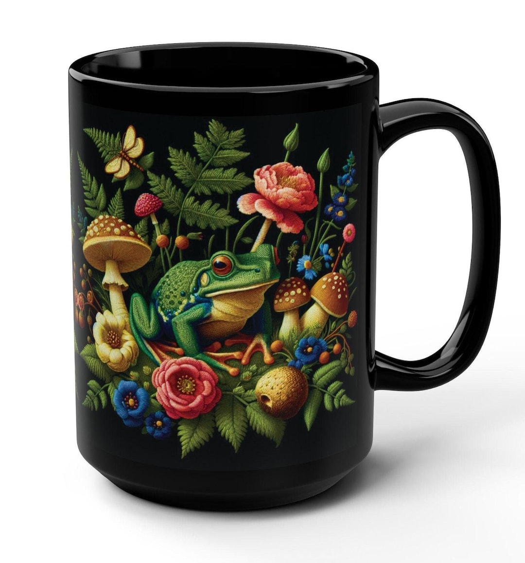 FROG AND MUSHROOM Mug, Cute Animal Coffee Cup, Floral Mushroom Design ...